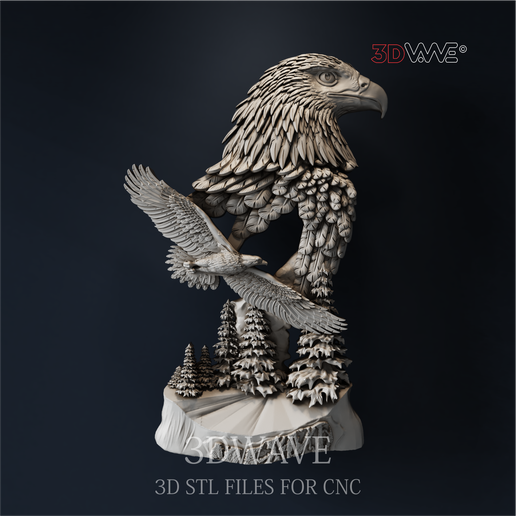 🦅 Eagle 3d stl model for CNC・ STL File for CNC machining - Laser cutting・Cults