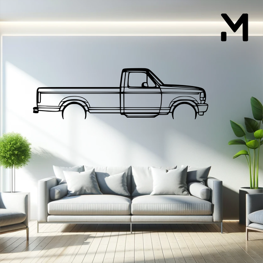 👤 Wall Silhouette: Ford - f150 1996・ STL File for 3D printing・Cults
