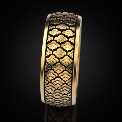 💍 Japanese pattern ring・ STL File for ・Cults