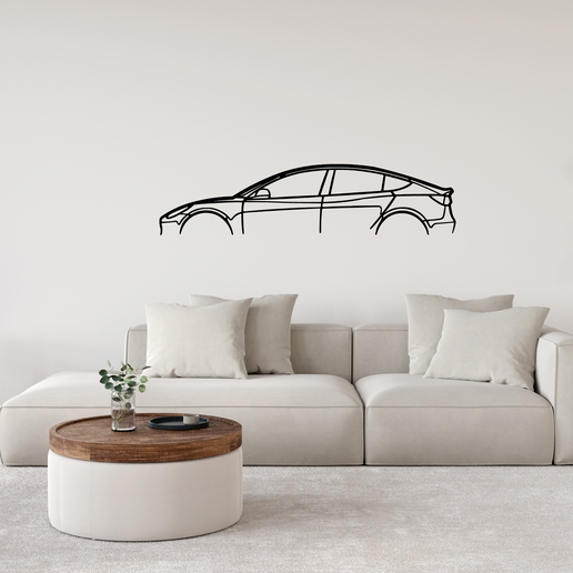 STL file Tesla Model 3 2D Art/ Silhouette 🎨 ・Model to download and 3D ...