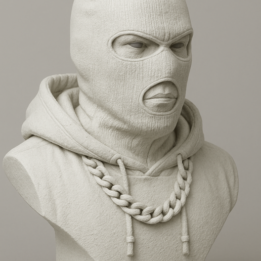 👤 Gangster With Balaclava Bust・ STL File for 3D printing・Cults