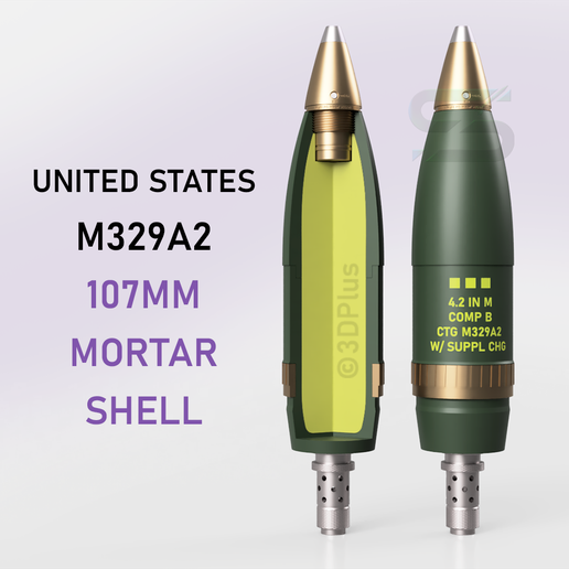 🐚 United States 107mm M329A2 Mortar Shell・ STL File for 3D printing・Cults