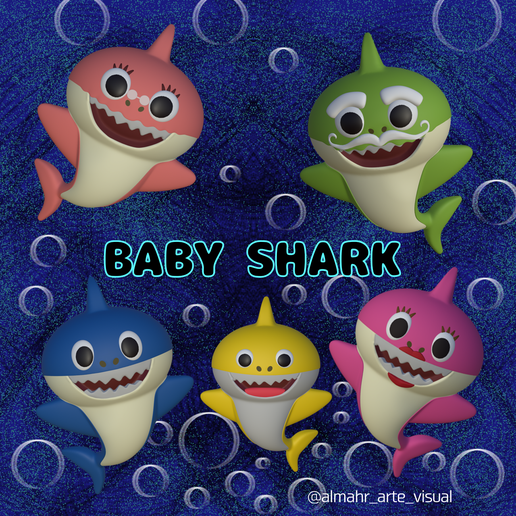 👶 Baby shark, pink fong FAMILY・ STL File for 3D printing・Cults
