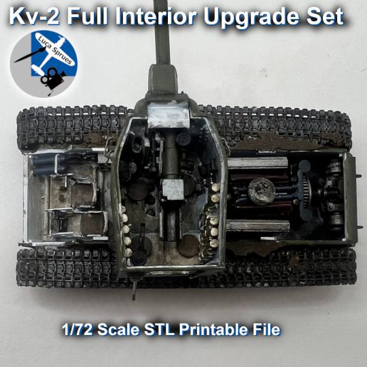 🪖 1/72 Scale Kv-2 Soviet Heavy Tank Full Interior Upgrade STL Set・ STL ...
