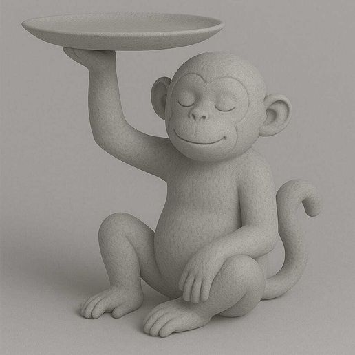 🐒 Cute Monkey Holding Tray STL – Playful Animal Desk Organizer Model ...