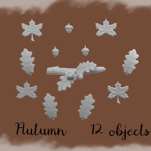🍂 Autumn Leaves & Acorns – 12 Objects STL Pack for Fall, Thanksgiving ...