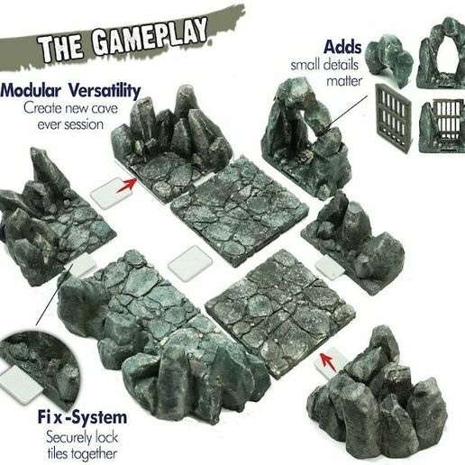 🎲 Cave Tiles・ STL File for ・Cults