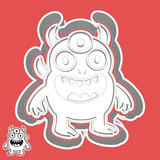 🍪 Cute monsters cookie cutters - triple goggle monster・ STL File for 3D ...