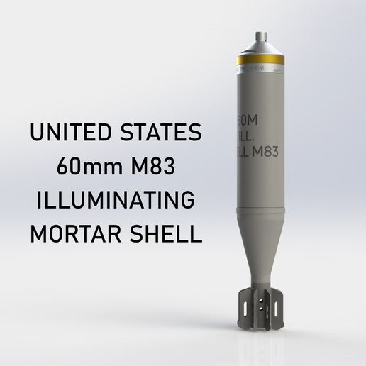🐚 United States 60mm M83 Illuminating Mortar Shell・ 3D File for 3D ...