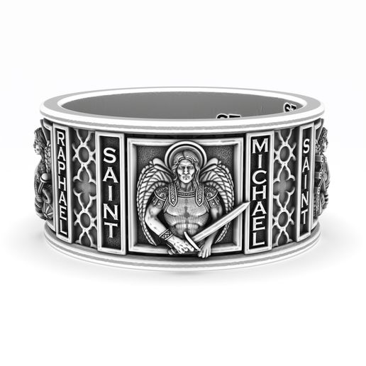 💍 Archangels Protection Ring Saint Michael Gabriel Raphael Uriel・ 3D ...