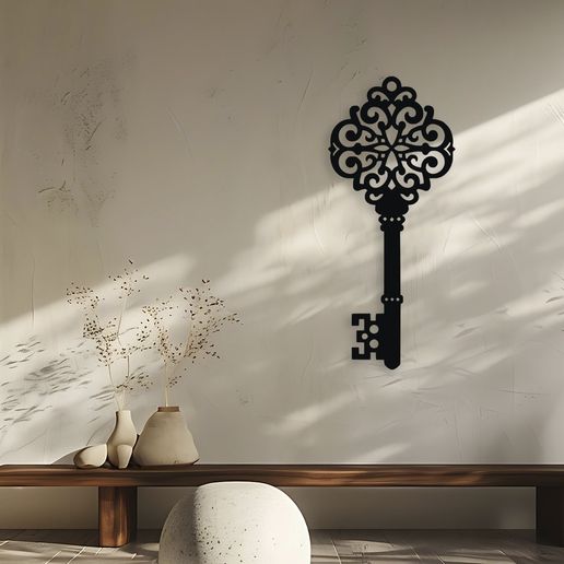 💀 Ornate Skeleton Key Wall Decor Art・ 3D File for 3D printing and CNC ...