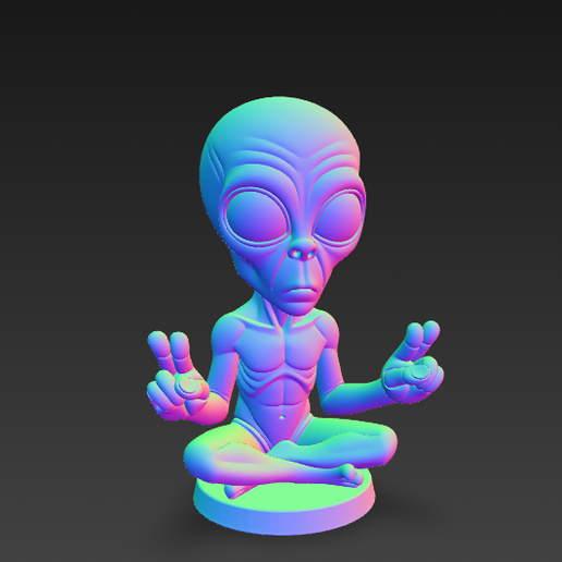 👽 Meditating Alien Figurine Toy・ STL File for 3D printing・Cults