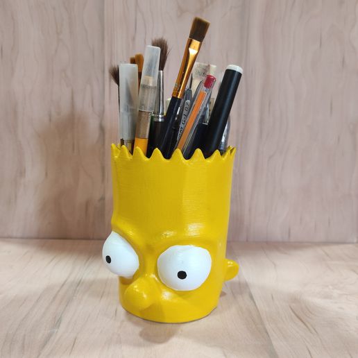 ️ Bart Simpson head pencil pot holder・Archivo STL para Impresión 3D・Cults