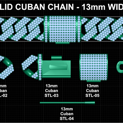 🔗 13mm Wide Link Chain - FULL LOCK BOX CUBAN - SOLID 3D print model ...