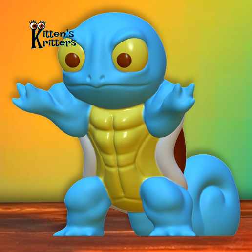 🐉 SWOLE SQUIRTLE BUFF POKEMON FIGURINE・ STL File for 3D printing・Cults