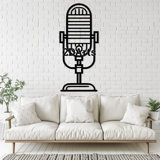 🎤 Microphone 2D Wall Art/Window Art・ STL File for 3D printing and CNC ...