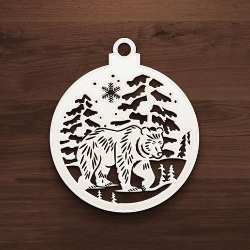 🐻 Winter Bear Christmas Ornament - Snowflake Tree Decoration・ 3D File ...