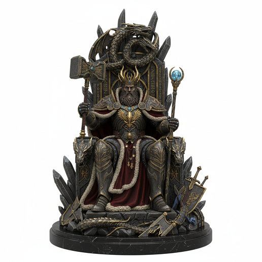 🤴 Epic Fantasy King on Throne – Majestic Royal Monarch Statue for 3D ...