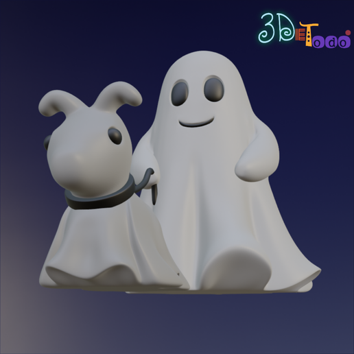 👻 GHOST WALKING HIS DOG HALLOWEEN・ 3D File for 3D printing・Cults