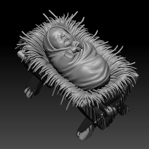 👶 Holy Infant with Cradle – Baby Jesus Nativity Sculpt・ STL File for 3D ...