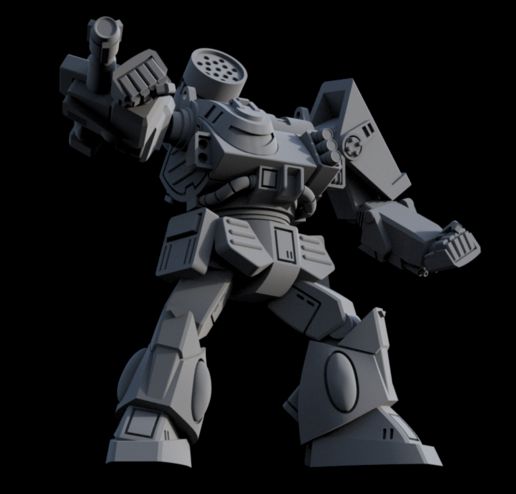 ⚡ RetroTech - Hasty Heavy Mech (Unseen Thunderbolt)・Free 3D File for 3D printing・Cults