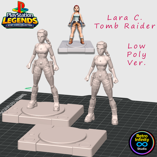 🪦 Lara Croft - Tomb Raider Figurine 3D low poly (110mm) | PS1 Legends ...