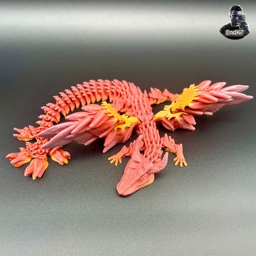 🐉 Big Glorious Dragon - Winged - Articulated - Multicolor - Print in ...