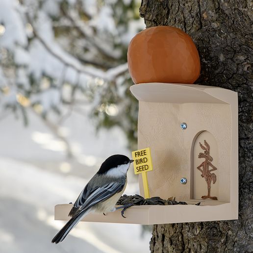 🆓 "Free Bird Seed" Coyote Roadrunner Themed Bird Feeder・ STL File for ...