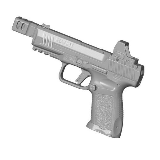 STL file CANIK TP9 ELITE COMBAT 9mm PISTOL with Vortex red dot and compensator real size scan 🔫 ...