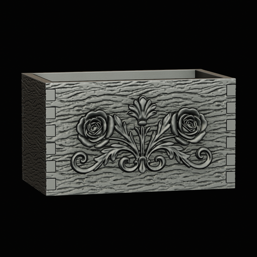 📦 box wood relief high large / flower pot dovetail joint for 3d ...