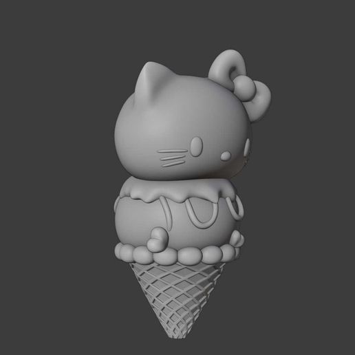 👋 Helado Hello Kitty・Archivo STL para Impresión 3D・Cults