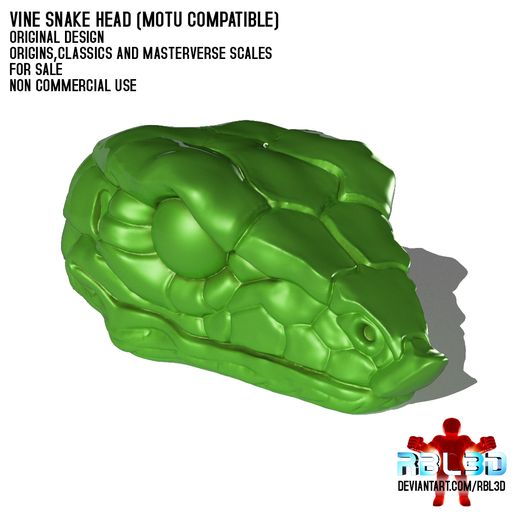 🐍 Vine Snake Head (Motu compatible)・ OBJ File for 3D printing・Cults