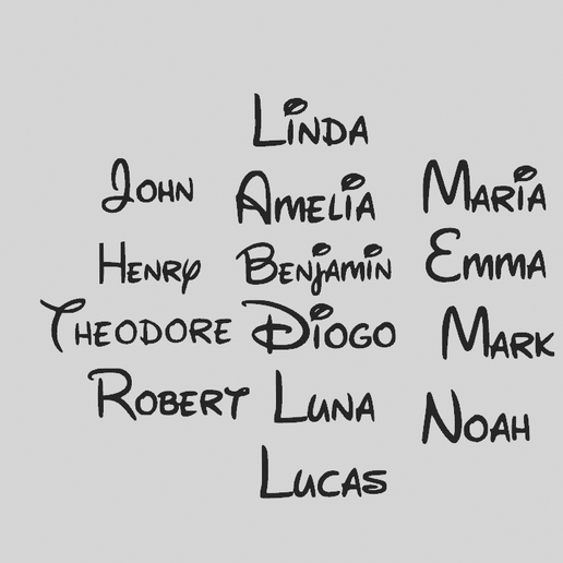 🏢 50 nombres con letras de Disney・Archivo STL para ・Cults