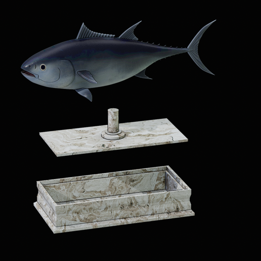 🐠 fish tuna bluefin / Thunnus thynnus with storage space / for 3d ...