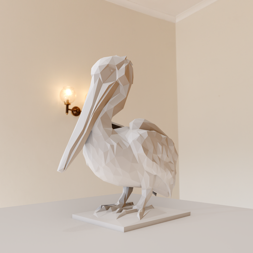 🐦 pelican low poly stl・ STL File for 3D printing・Cults
