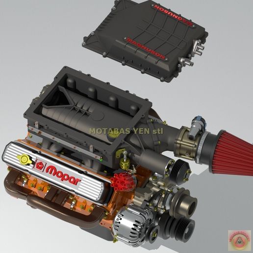 🌆 DODGE MOPAR 440 MAGNUM SUPERCHARGER MAGNUSON - ENGINE・ STL File for ...