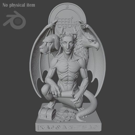 🦭 Baal Demon Statue - Three-Headed Occult Idol with Seal and Scroll ...