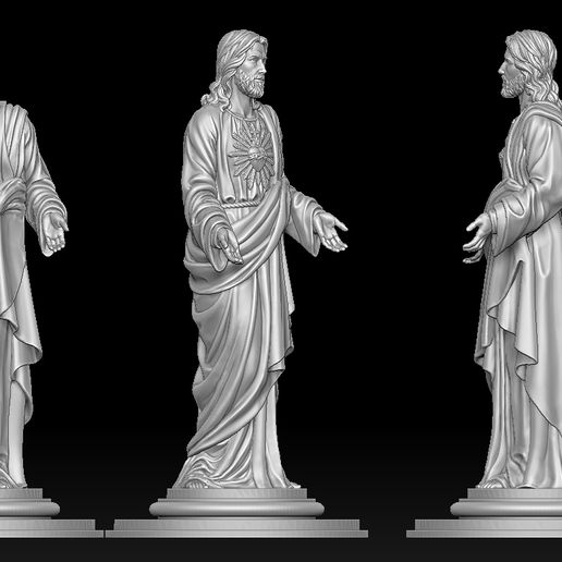 ️ Jesus with a Sacred Heart Statue 3D print model・ STL File for 3D ...