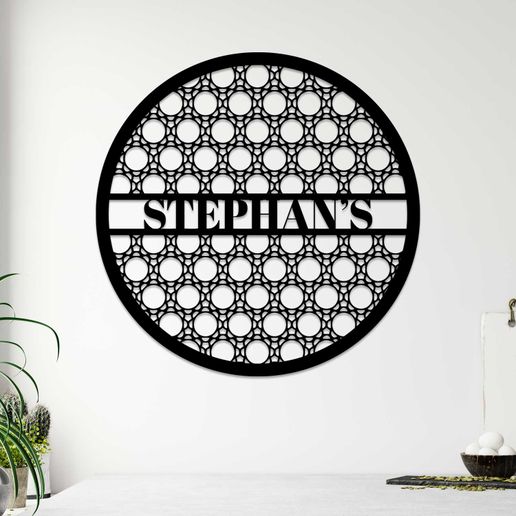 🌳 Round Geometric Split Monogram Welcome Sign SVG Laser Cut Files ...