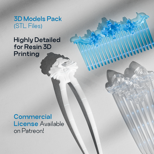 💇 Resin Hair 3d Stl Print File, 3d Stl Print Hair Pin, Fantasy Hair Pin ...