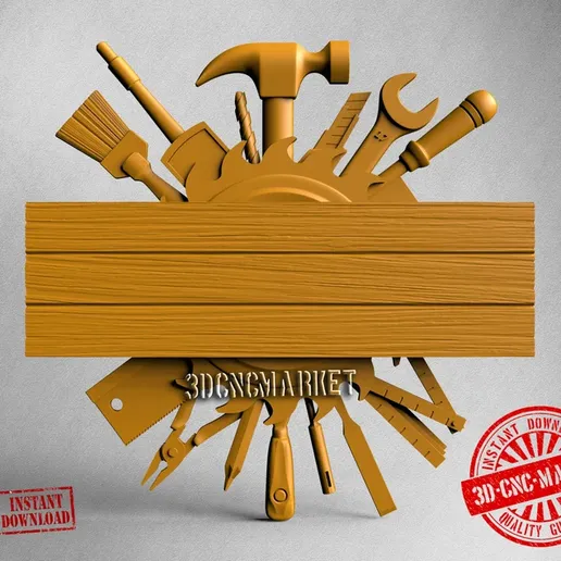 🛡️ Workshop Tools Shield STL, Workshop Tools Shield 3d figure, stl, 3d ...