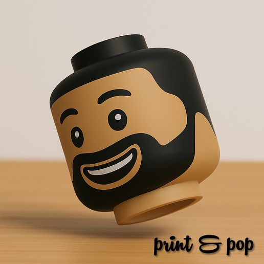 💇 Cabeza Figura Lego (barba y cabello)・Archivo 3MF para Impresión 3D・Cults