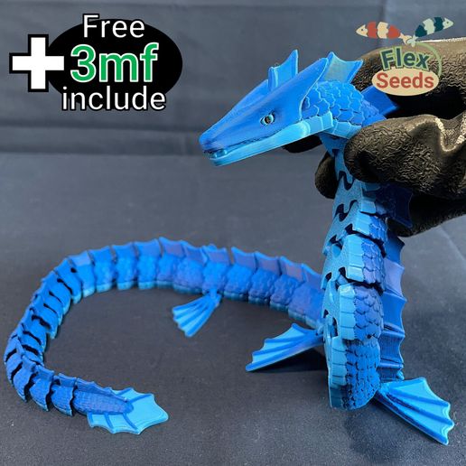 🚰 Flexi Water Dragon (Print-in-place)・Free STL File for 3D printing・Cults