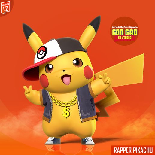 3D file Rapper Pikachu 🐉 ・3D printable design to download・Cults