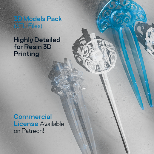 💇 Hair Pins and Sticks, 3d Stl Print Hair Accessories, Resin Hair Stick ...
