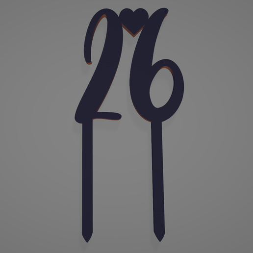 STL file Topper 26 heart 💜 ・3D printable model to download・Cults