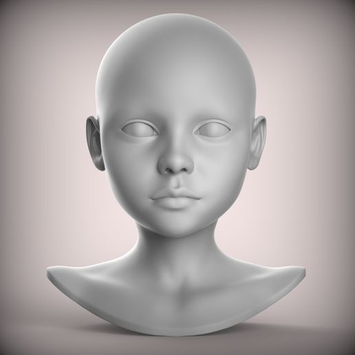 ♀️ 62 3D Head Face Female child Character M3GAN teenager portrait doll ...