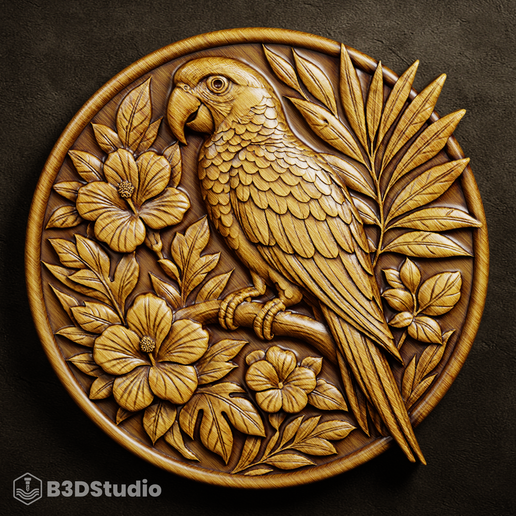 🦜 High Detail Parrot Relief for CNC, Laser and 3D Print - STL File + 4K ...