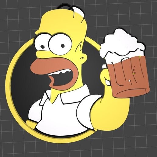 🍹 Two logos of Homer drinking beer for chop, AMS and not AMS・ STL File ...