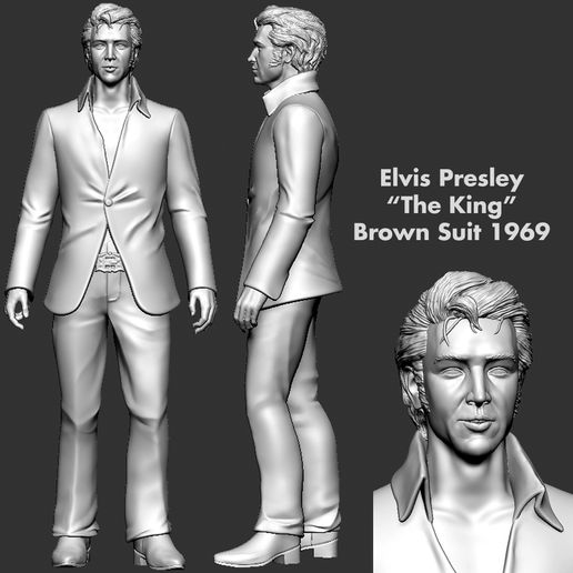 STL file Elvis Presley The King brown suit 1969 figure 🤴 ・3D printable ...